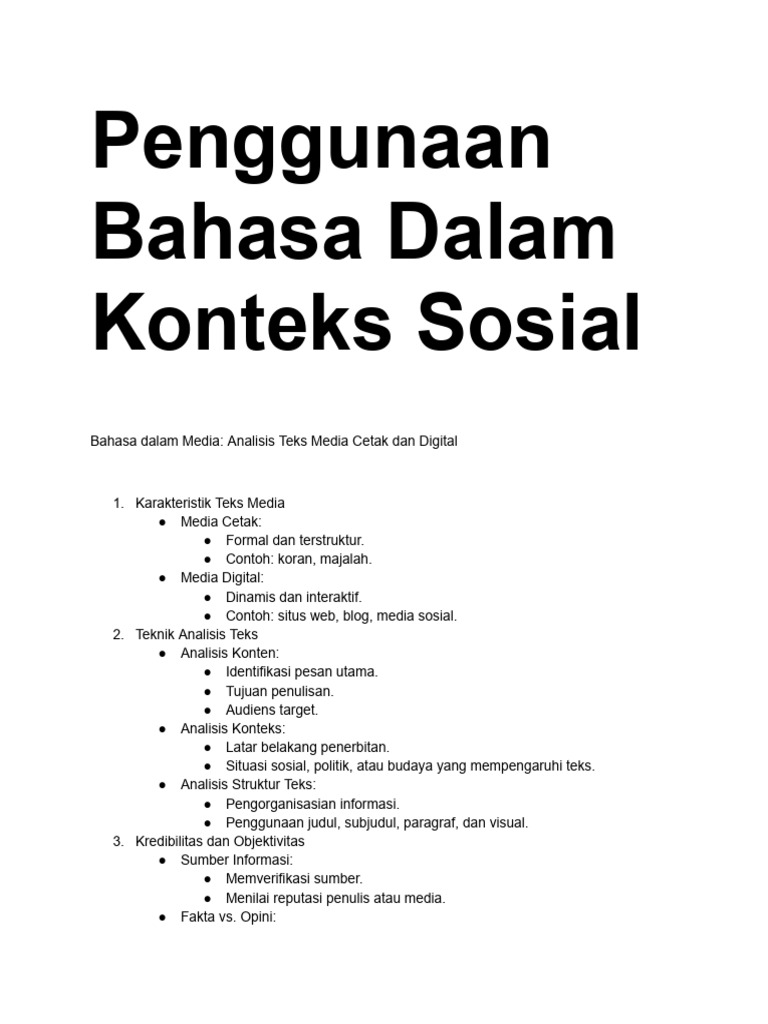 Penggunaan Bahasa Dalam Konteks Sosial | PDF