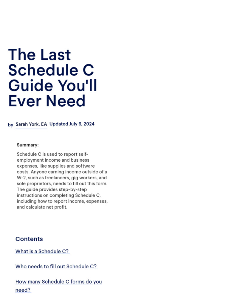 How To Fill Out Your Schedule C Perfectly (With Examples!) | PDF | Irs ...
