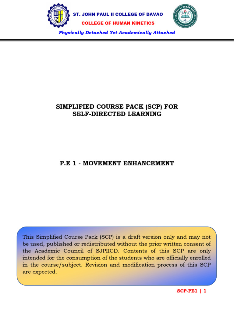 SCP Pe1 | PDF | Physical Education | Physical Fitness