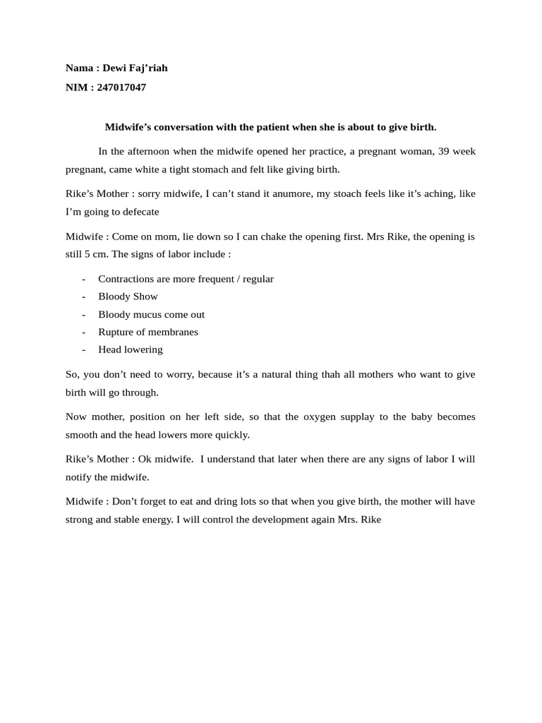 Midwife-Patient Labor Conversation | PDF