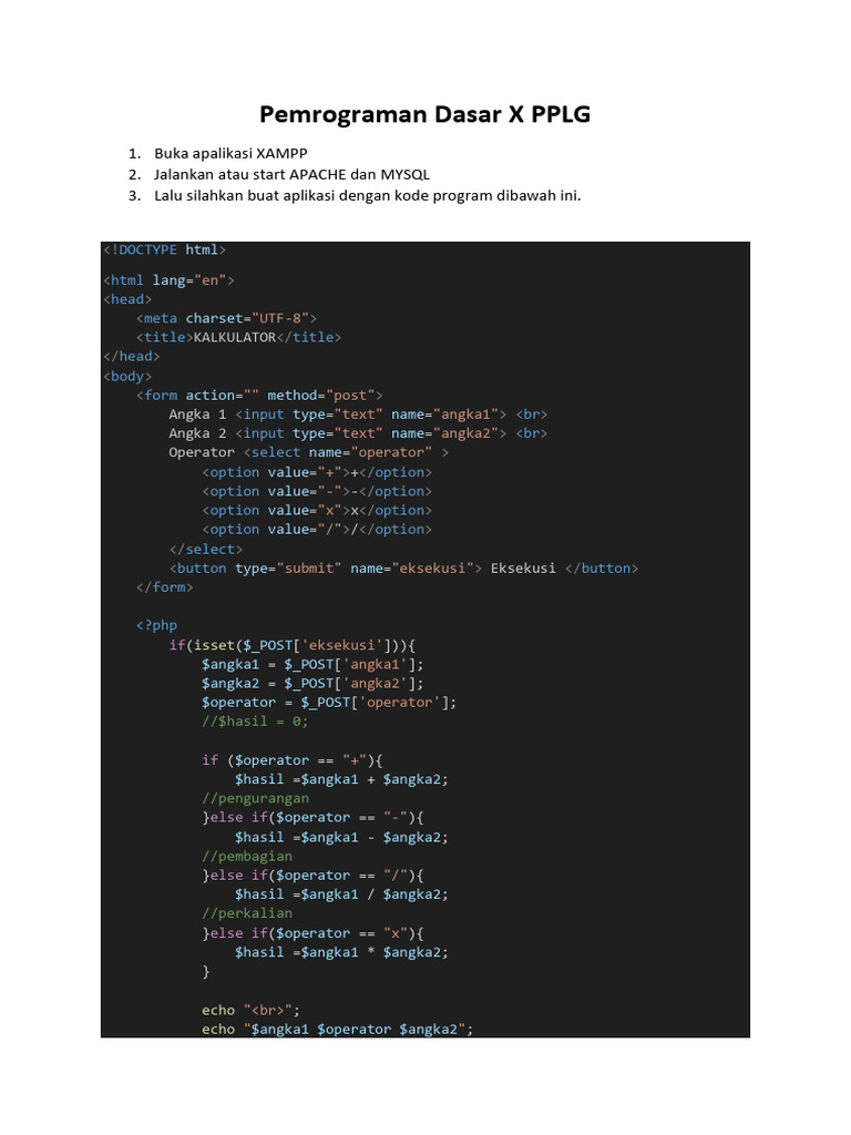 Kalkulator Web dengan PHP | PDF