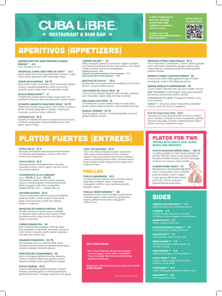 Cuba Libre Orlando Dinner Menu | PDF | Rum | Sauce