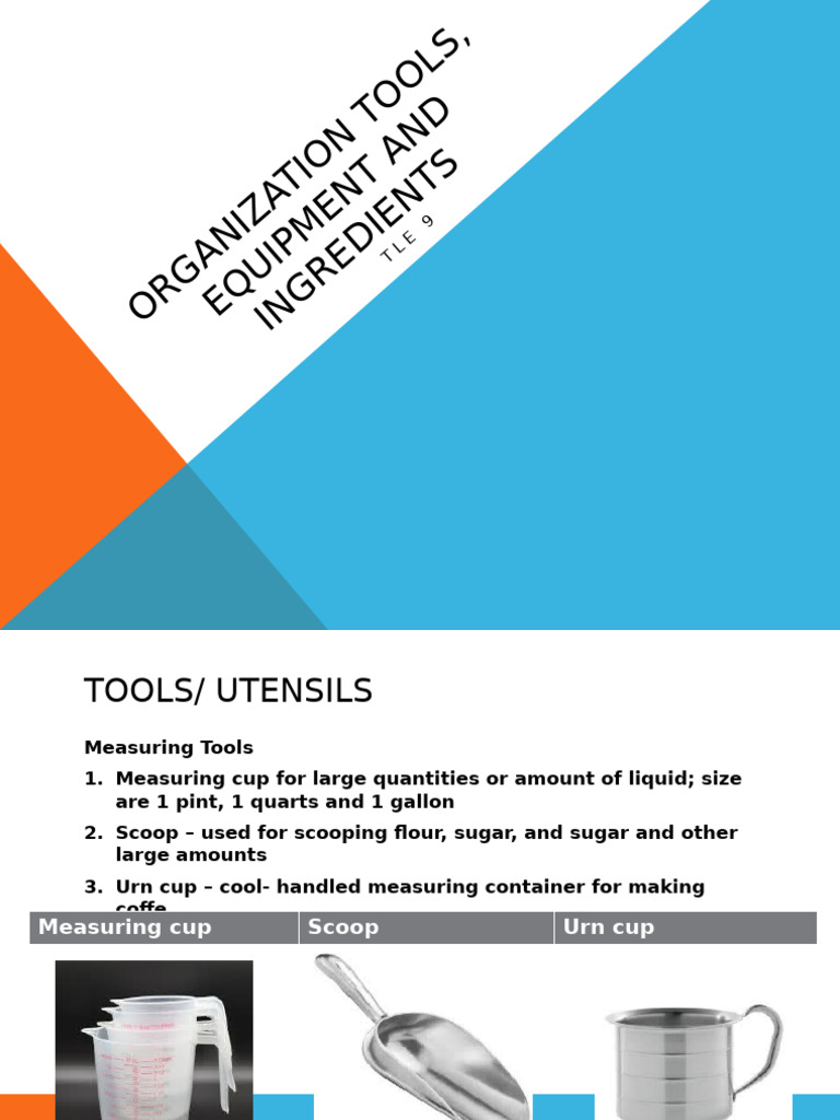 Organization Tools Equipment and Ingredients Tle 9 1 | PDF | Knife ...