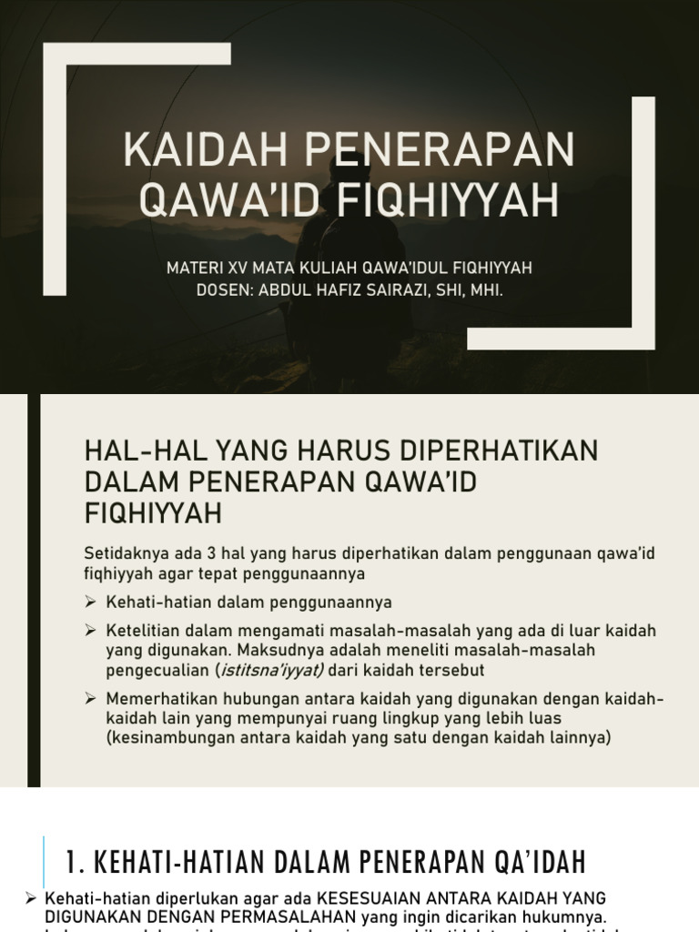 QF 15 Kaidah Penerapan Qawa'id Fiqhiyyah | PDF