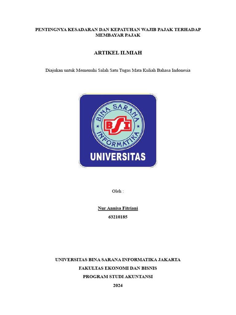 Artikel Ilmiah Nur Annisa | PDF