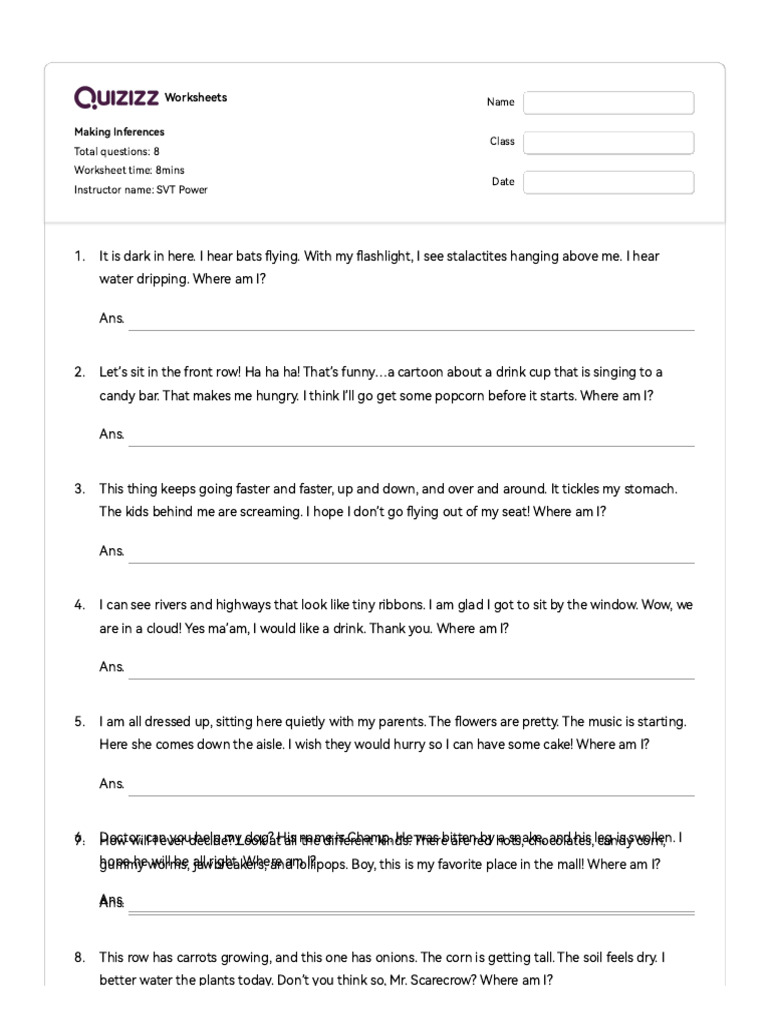 Quizizz - Making Inferences | PDF