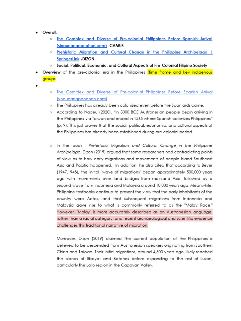 Pre-Colonial Period Research Assignment | PDF | Philippines