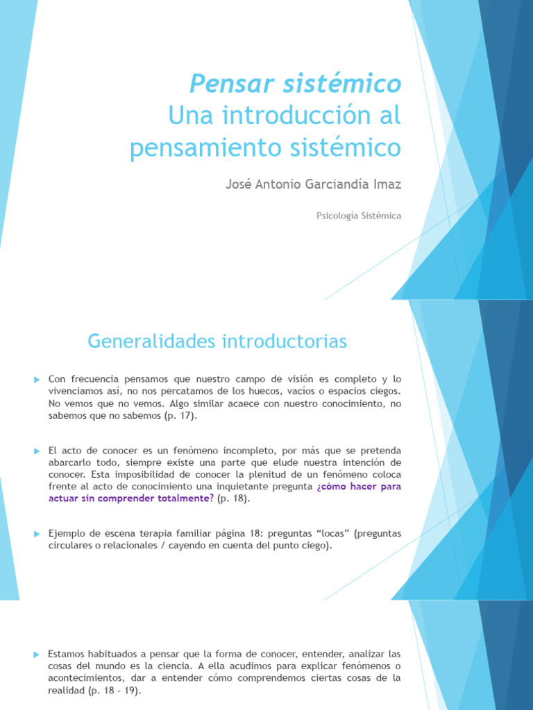 Ppt. Pensar Sistémico - Garciandía - Aula | PDF | Pensamiento | Importar