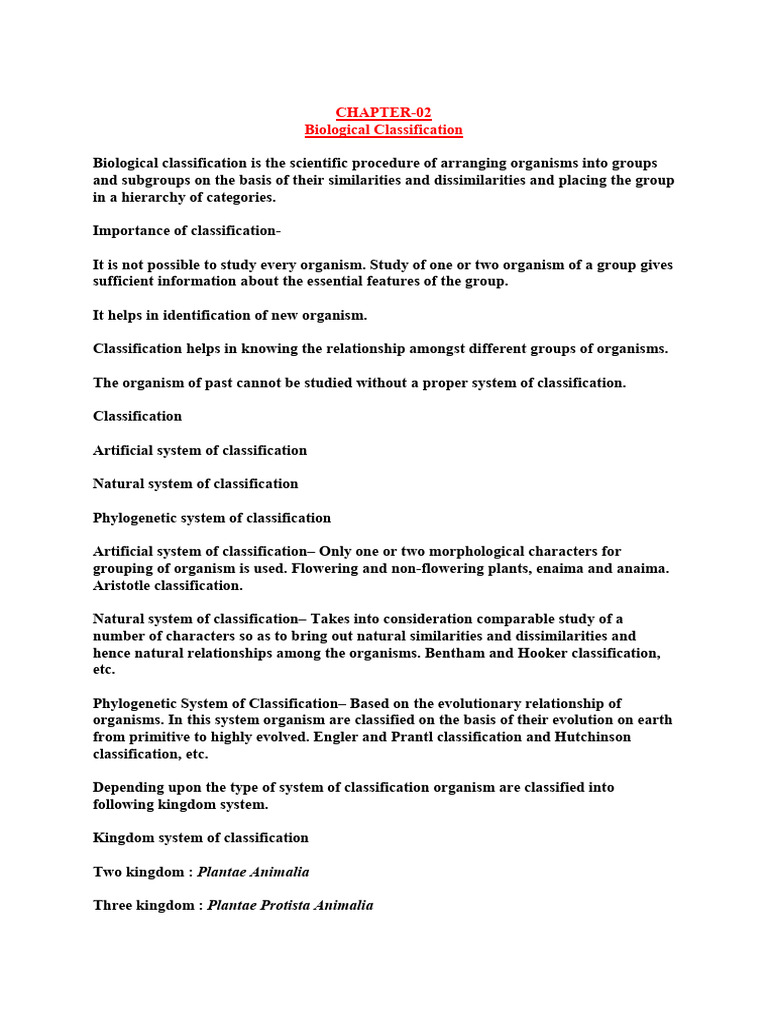 Ch-2 Biological Classification | PDF | Virus | Taxonomy (Biology)