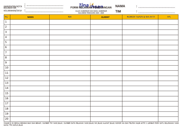 Form Relawan Tna - Ihsan | PDF