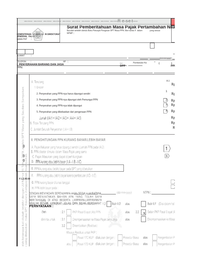 Formulir SPT PPN 1111 | PDF