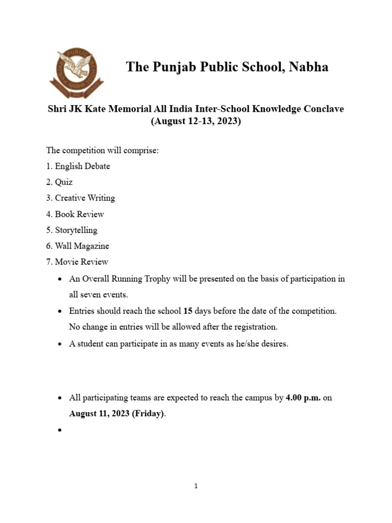Rules For Shri JK Kate Memorial Knowledge Conclave (Revised On July 3 ...