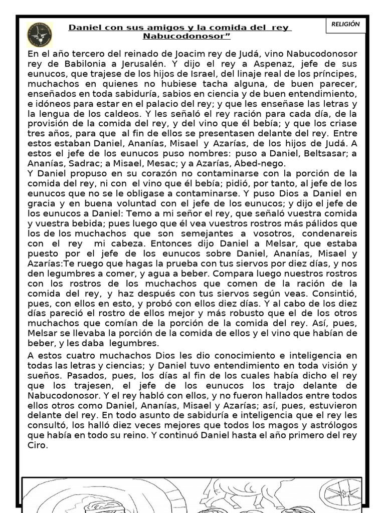 Ficha Reli Daniel y Sus Amigos | PDF | Daniel (figura bíblica) | Nabucodonosor Ii