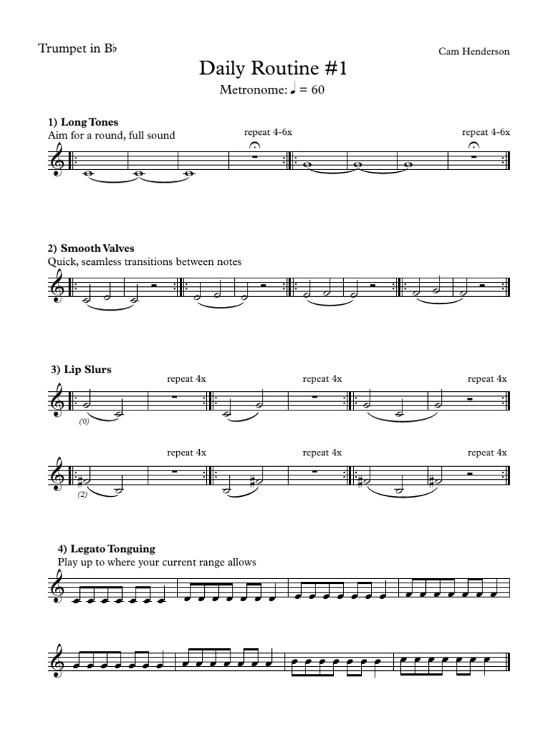 Daily Routine #1 - Trumpet - Parts | PDF