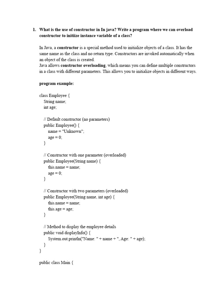 Java Previous Year | PDF | Constructor (Object Oriented Programming ... Java Previous Year | PDF | Constructor (Object Oriented Programming ...