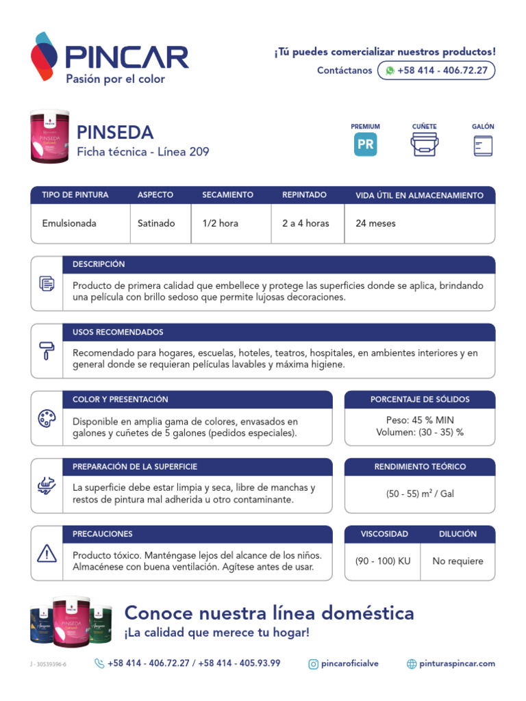 Pintura Premium PINSEDA para Hogar | PDF | Pintar