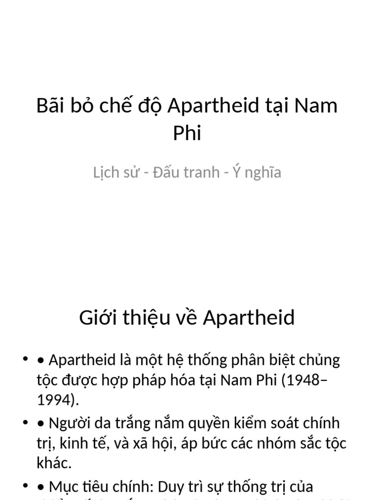Bai Bo Che Do Apartheid Day Du | PDF