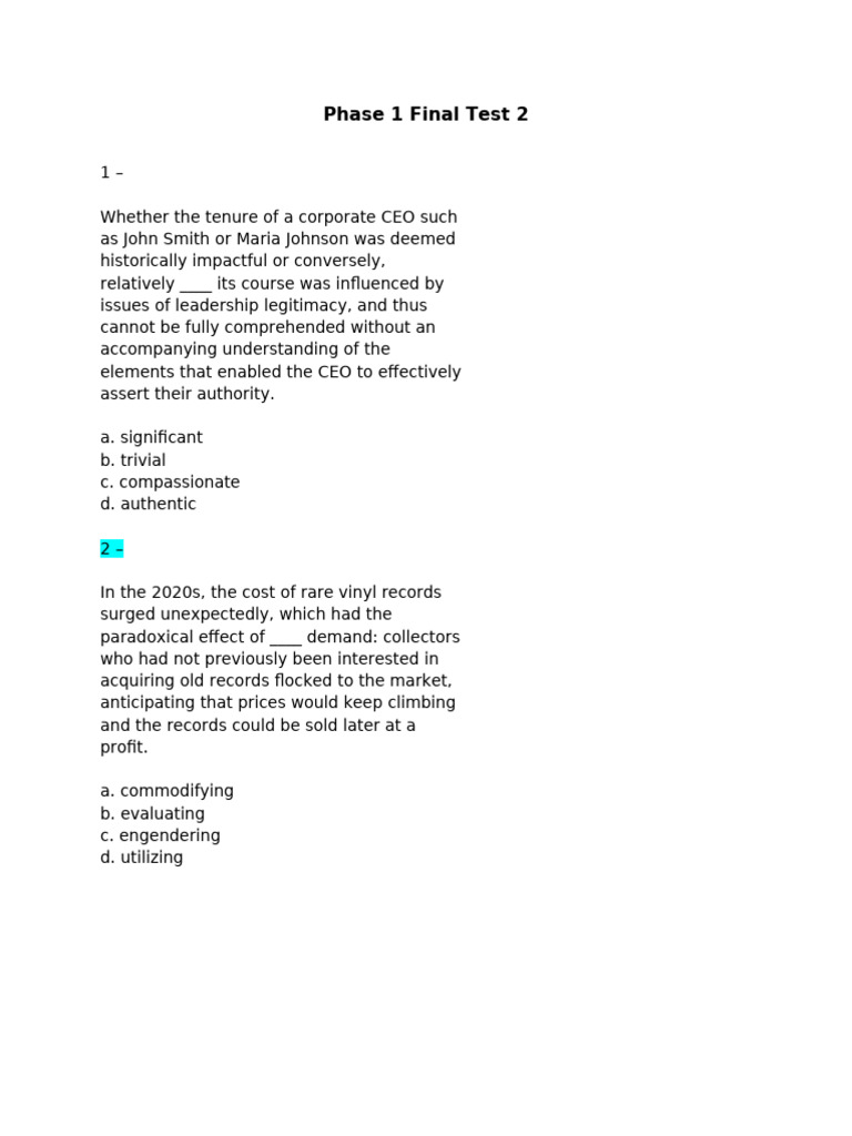 Phase 1.19 - RW Final Test 2 SB | PDF | Deforestation | Amazon Rainforest