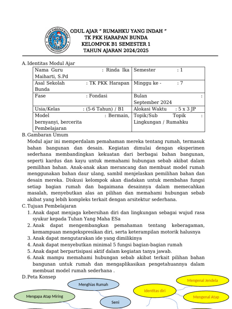 MODUL AJAR Rumahku | PDF