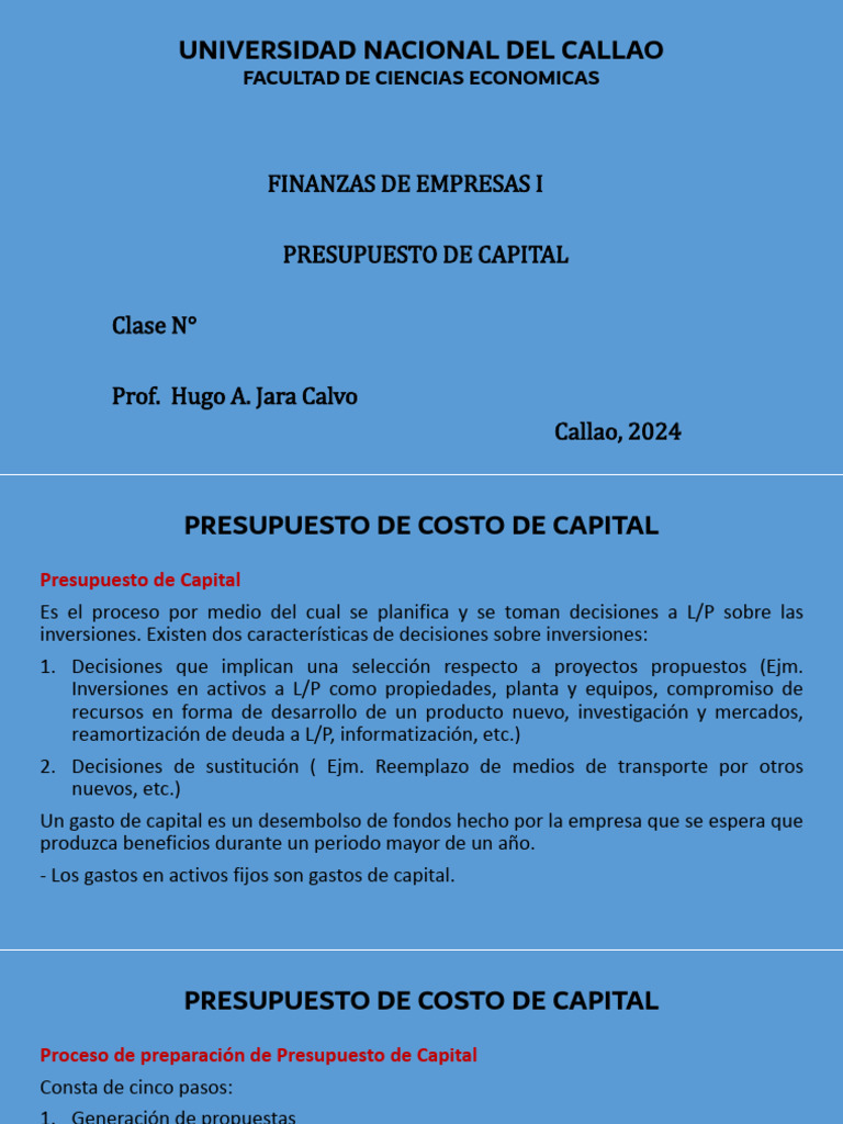 Presupuesto de Capital (HJC) | PDF | Presupuesto | Inversiones