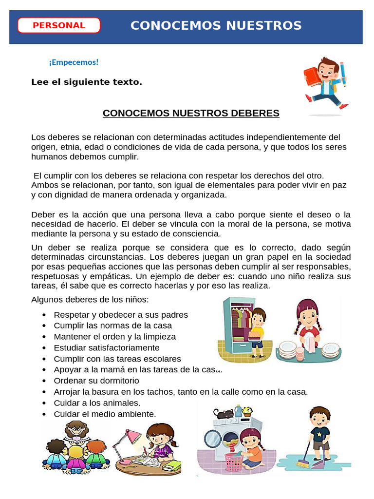 d1 A2 Ficha Ps. Conocemos Nuestros Deberes | PDF