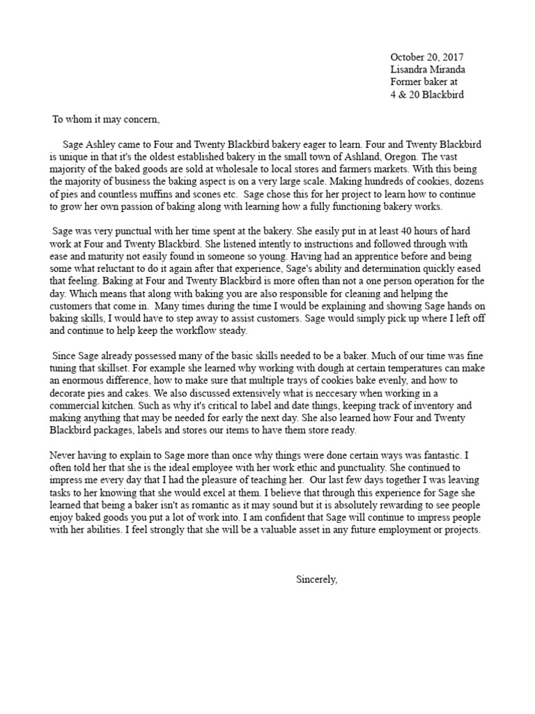 Sage Letter of Reccomendation | PDF