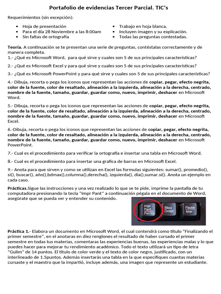 Portafolio de Evidencias Tercer Parcial TICS | PDF | Microsoft Excel | Informática