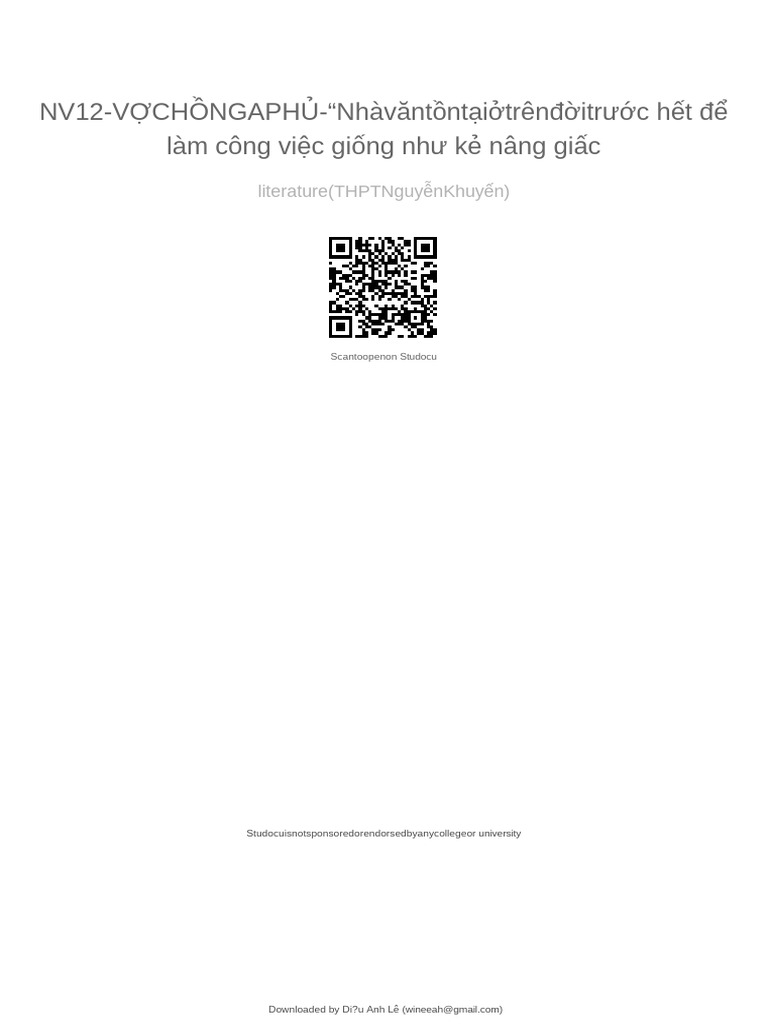NV12-VỢCHỒNGAPHỦ-"Nhàvăntồntạiởtrênđờitrước hết để làm công việc giống như kẻ nâng giấc | PDF