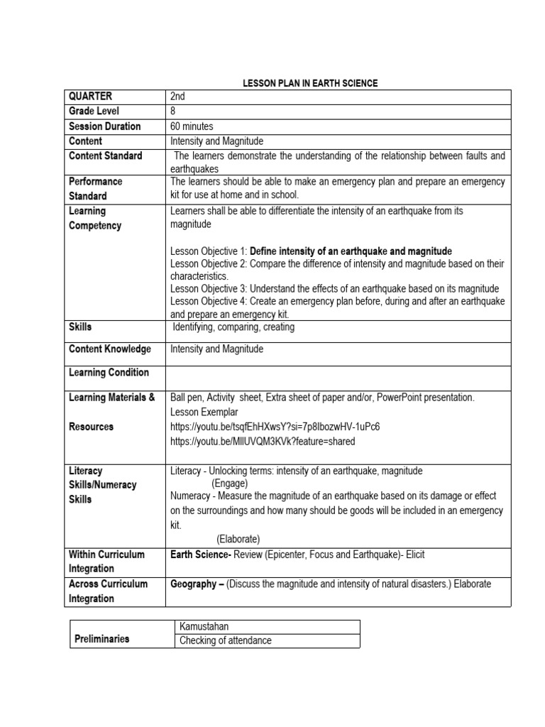 Lesson-plan-In-earth Science - 7es | PDF | Earthquakes | Cognition