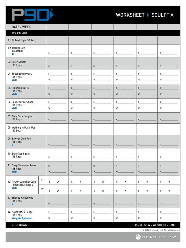 P90 Workout Sheets: Sculpt A & B | PDF | Cascading Style Sheets | Color