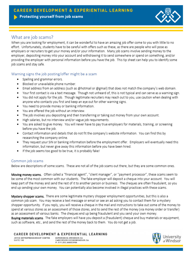 Job Scam Handout | PDF