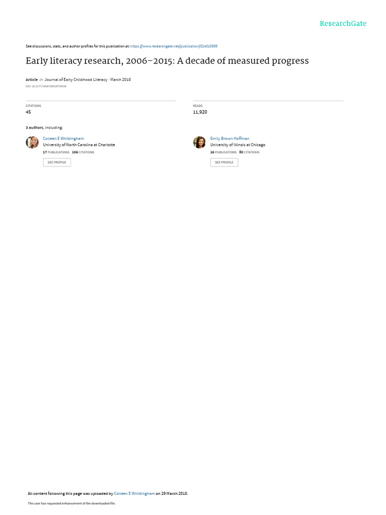 Whittingham, Teale, Hoffman | PDF | Phonics | Literacy