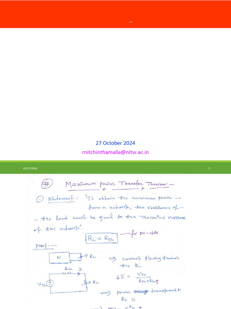 EE231 NA Network Theorems Lec-4 | PDF