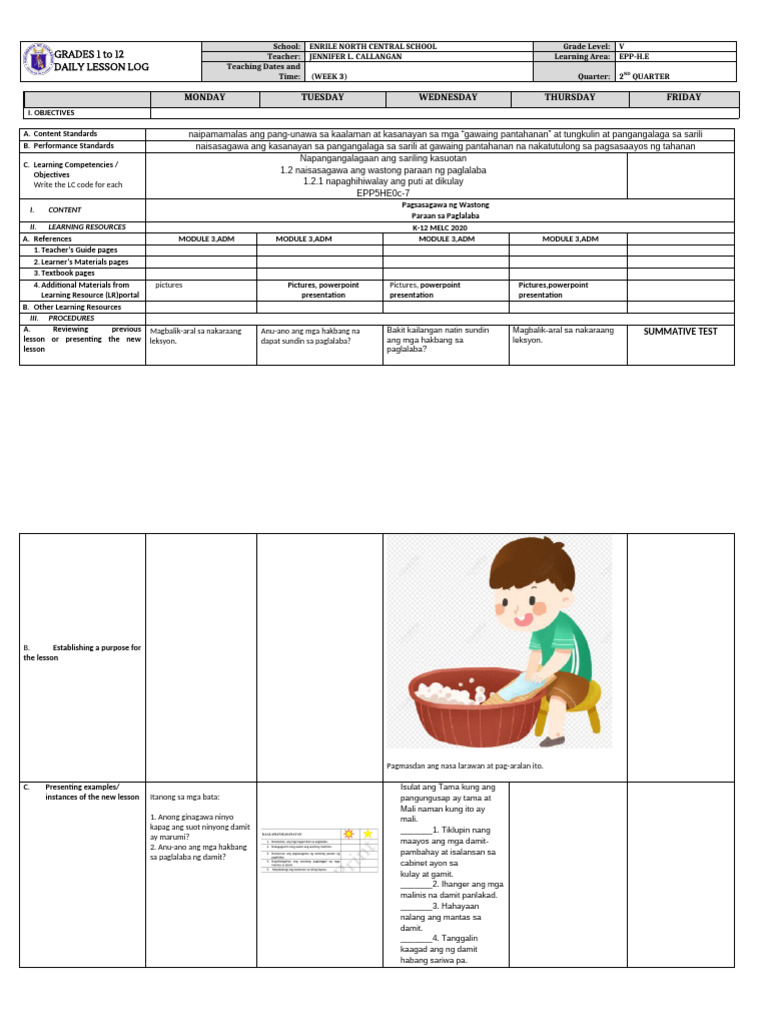 DLL - Epp He 5 - Q2 - W3 | PDF