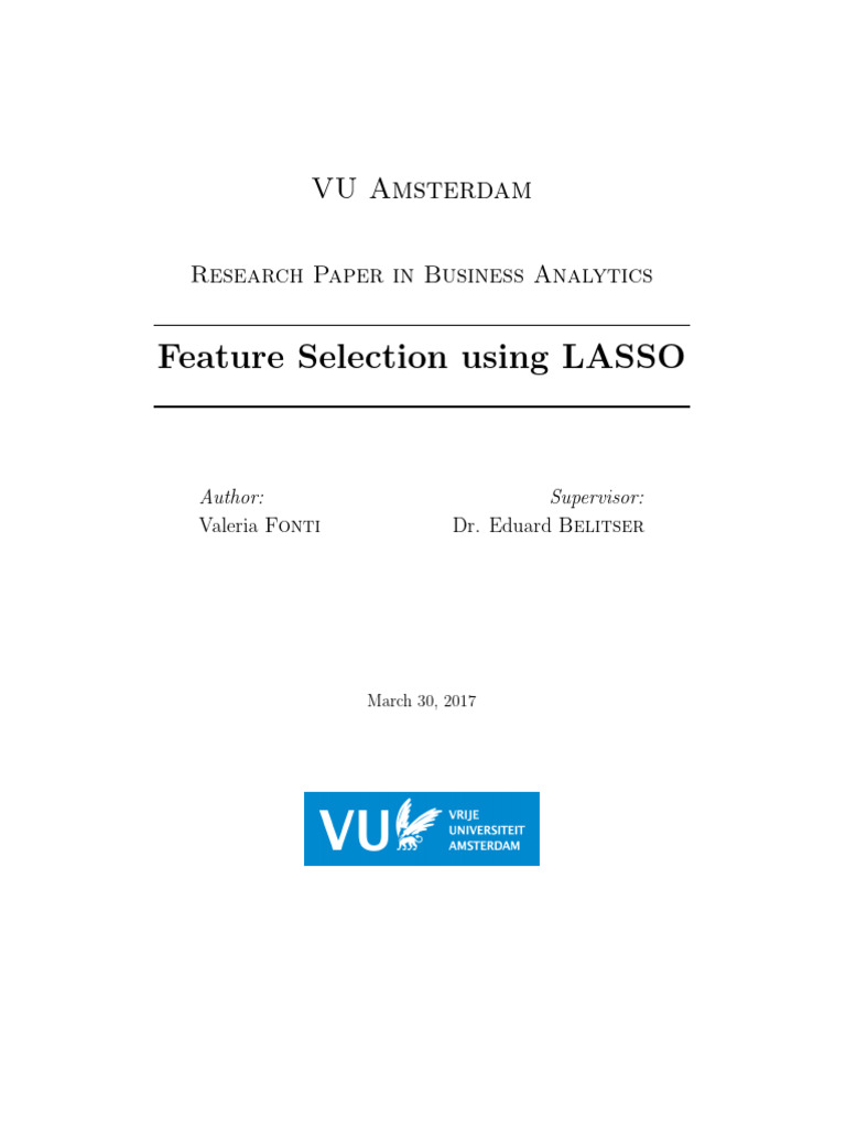 Feature Selection Using LASSO | PDF | Errors And Residuals | Regression Analysis