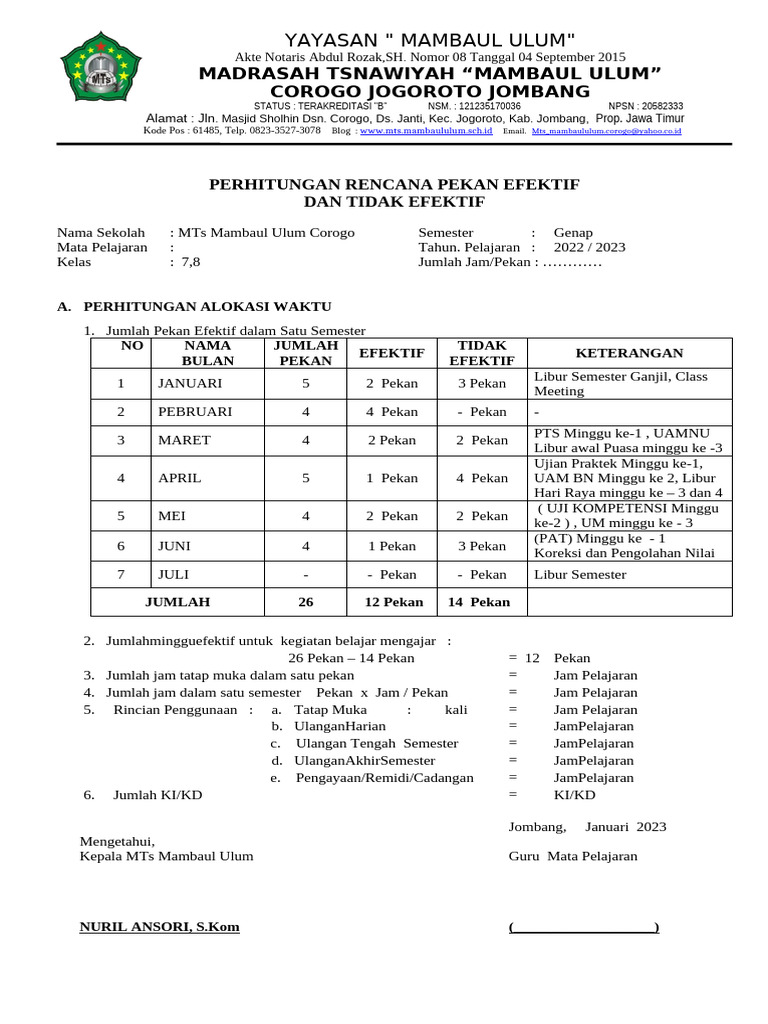 Rpe Tahun 2022-2023 - Genap | PDF
