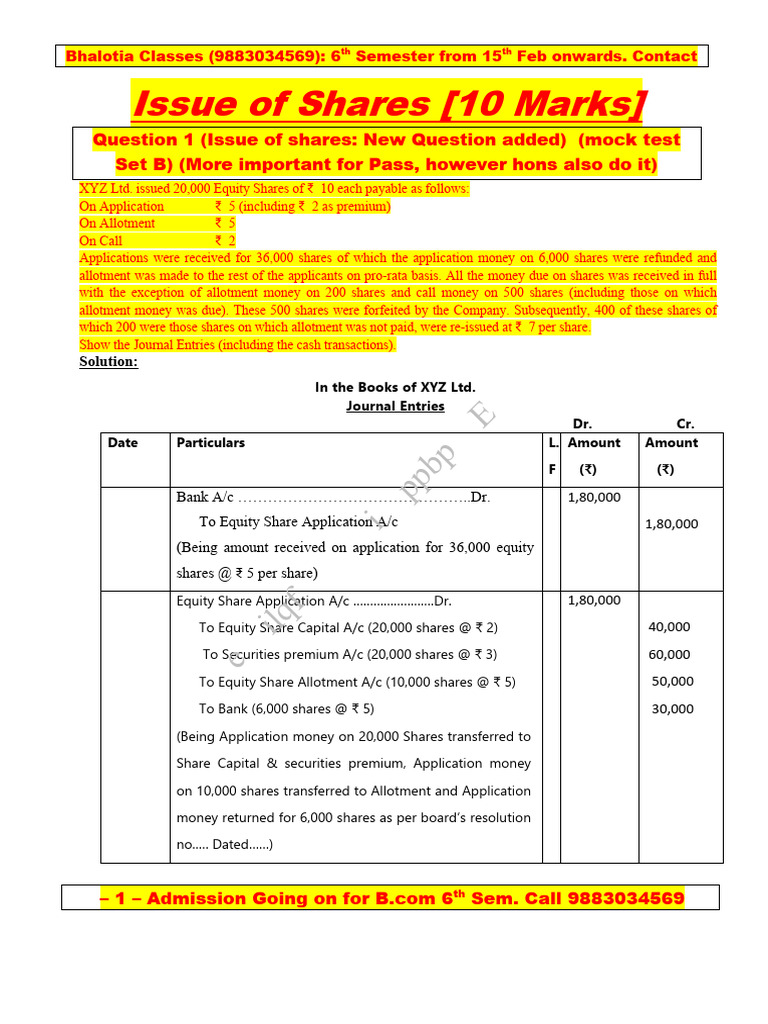 XYZ Ltd. Share Issue and Forfeiture Details | PDF | Business | Economies