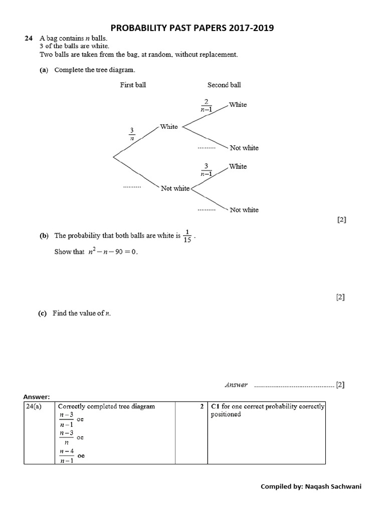 O Level Probability Past Papers 2017-2019 | PDF