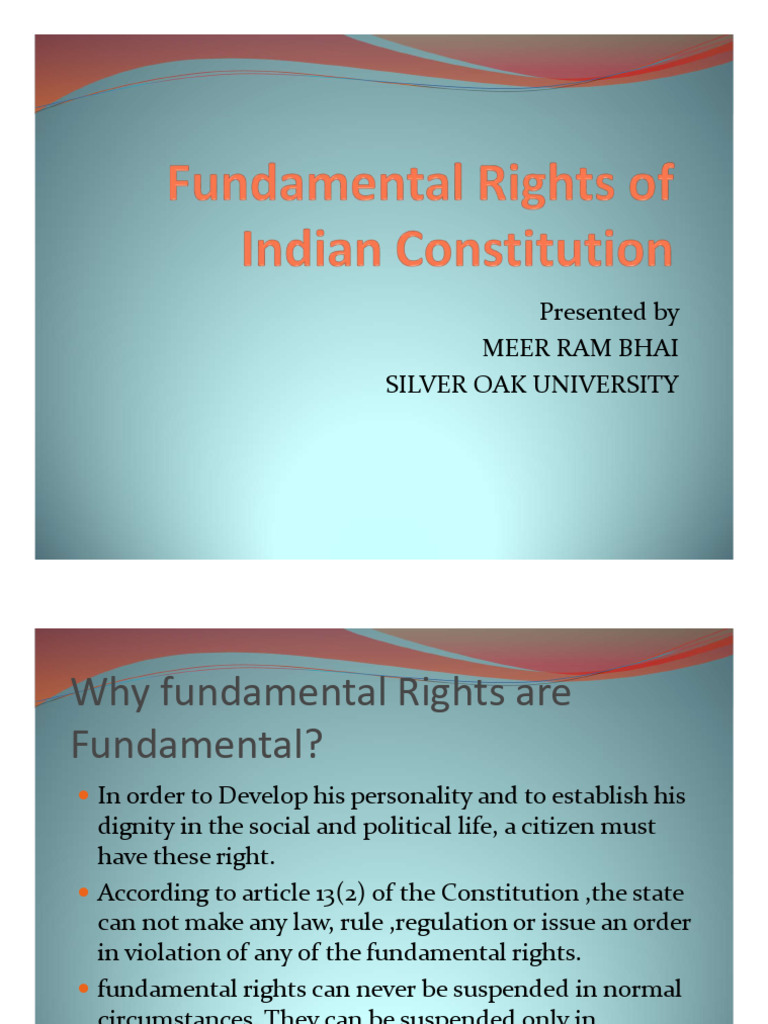 MEER RAMBHAI PPT Fundamental Rights PDF | PDF