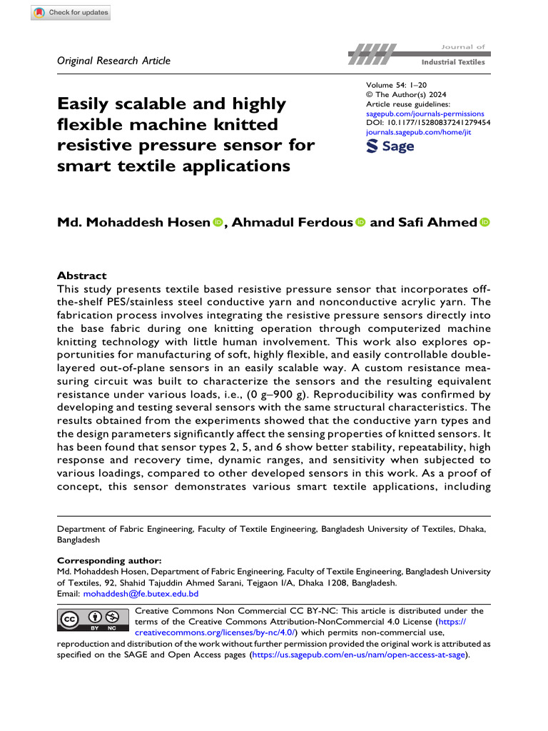 Hosen Et Al 2024 Easily Scalable and Highly Flexible Machine Knitted ...