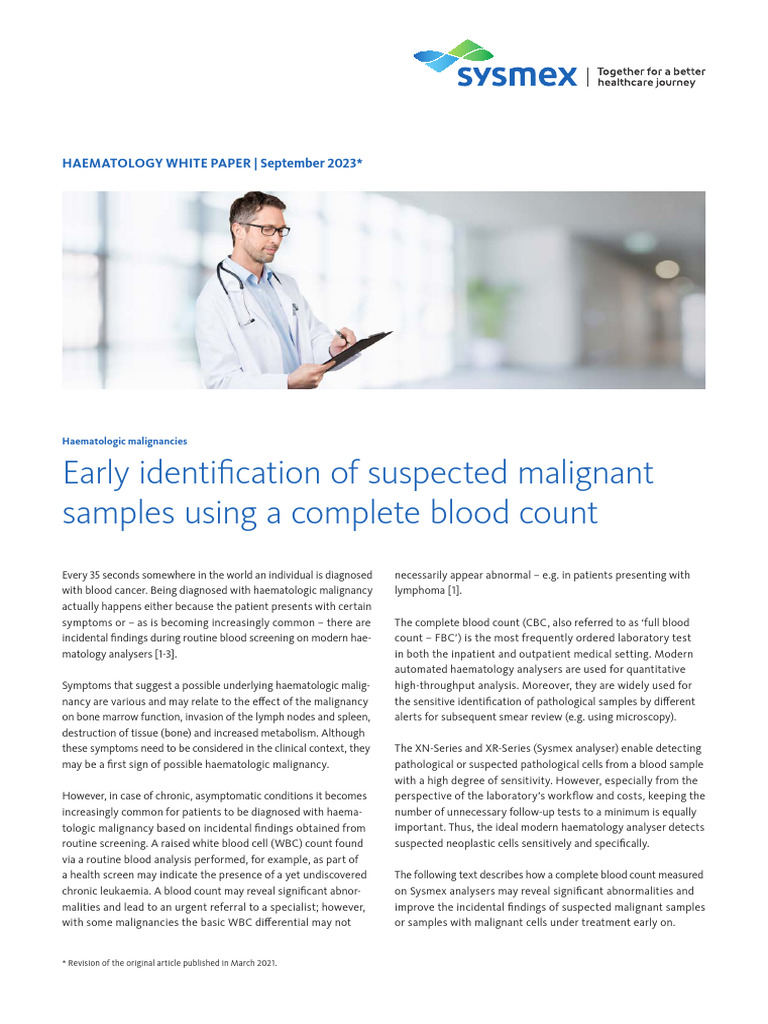 Early Hematology Malignancy Diagnosis | PDF | White Blood Cell ...