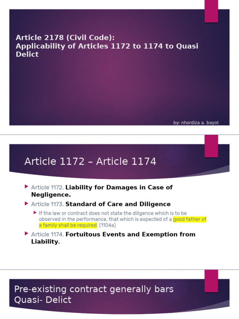 Quasi-Delict and Contractual Liability | PDF | Tort | Negligence