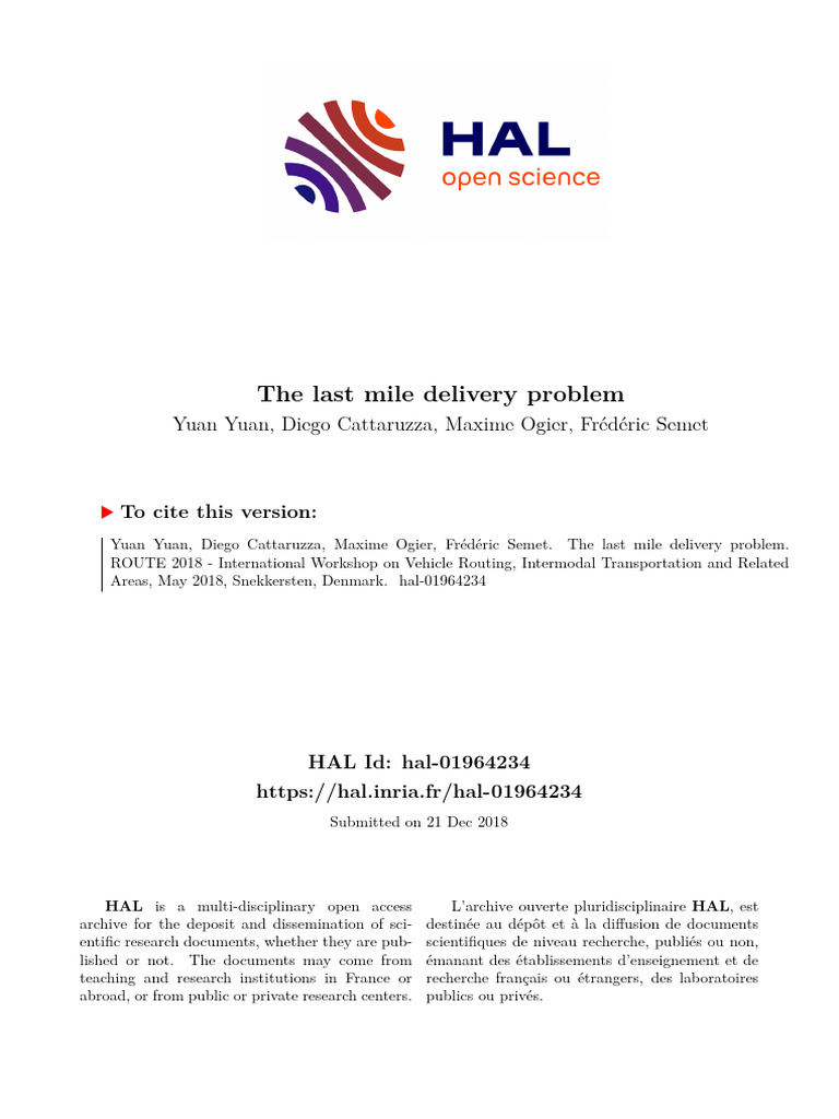 Last Mile Delivery Problem Analysis | PDF | Theoretical Computer ...