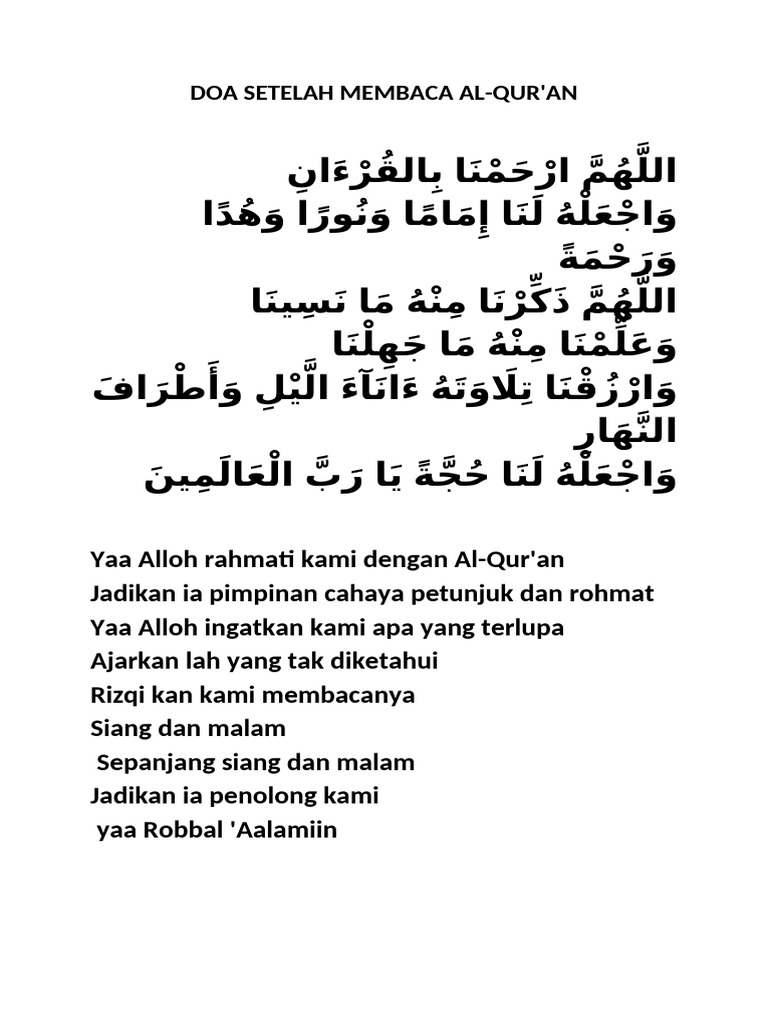 Doa Setelah Membaca Al | PDF