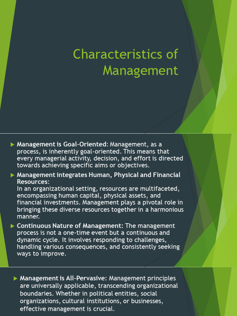 18 Key Characteristics of Management | PDF