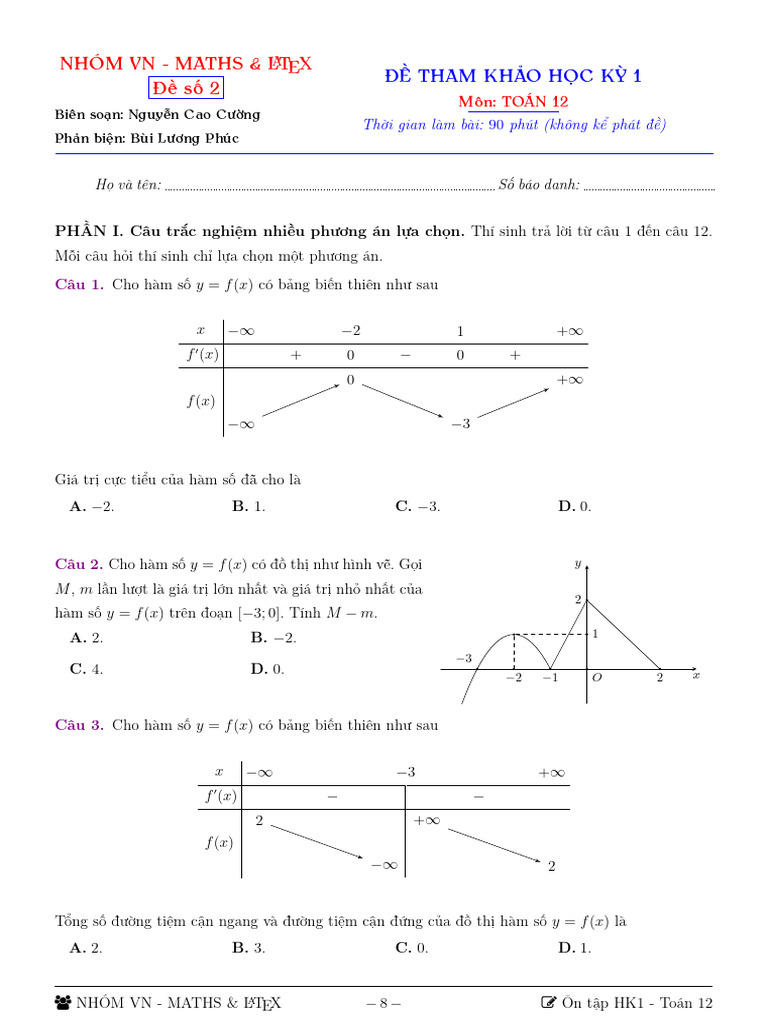 17 de Tham Khao Cuoi Hoc Ky 1 Toan 12 Cau Truc Trac Nghiem Moi Đầu Ra | PDF