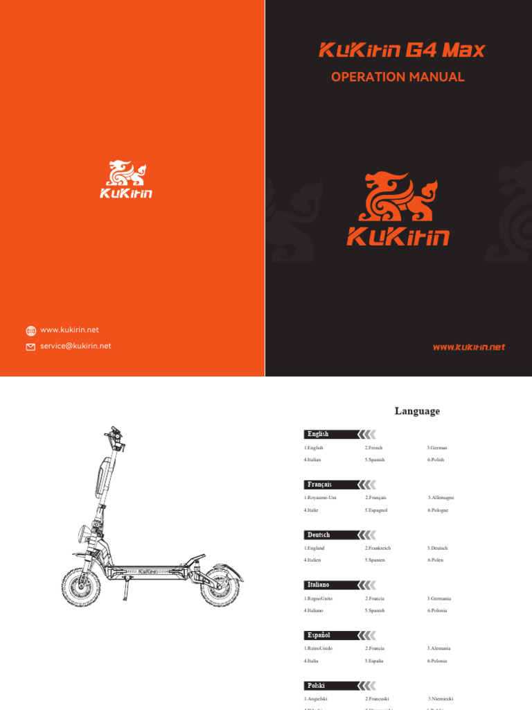 Kukirin G4 Electric Scooter Manual | PDF | Battery Charger | Vehicles
