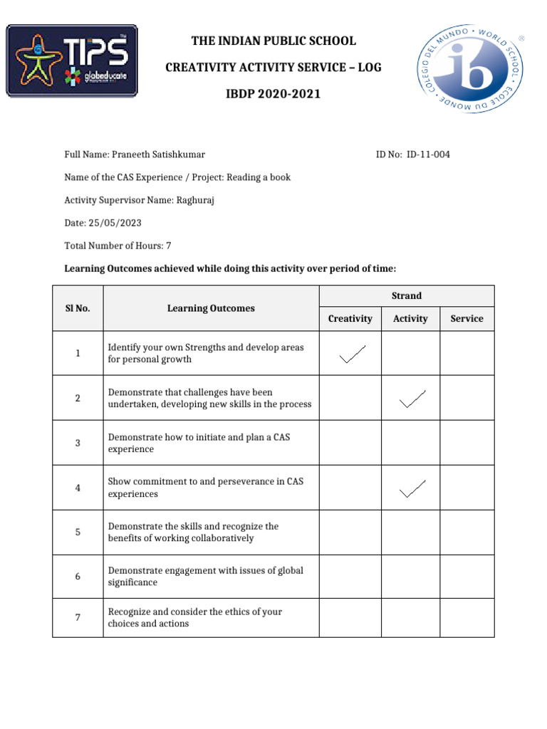 CAS Log Reading A Book | PDF