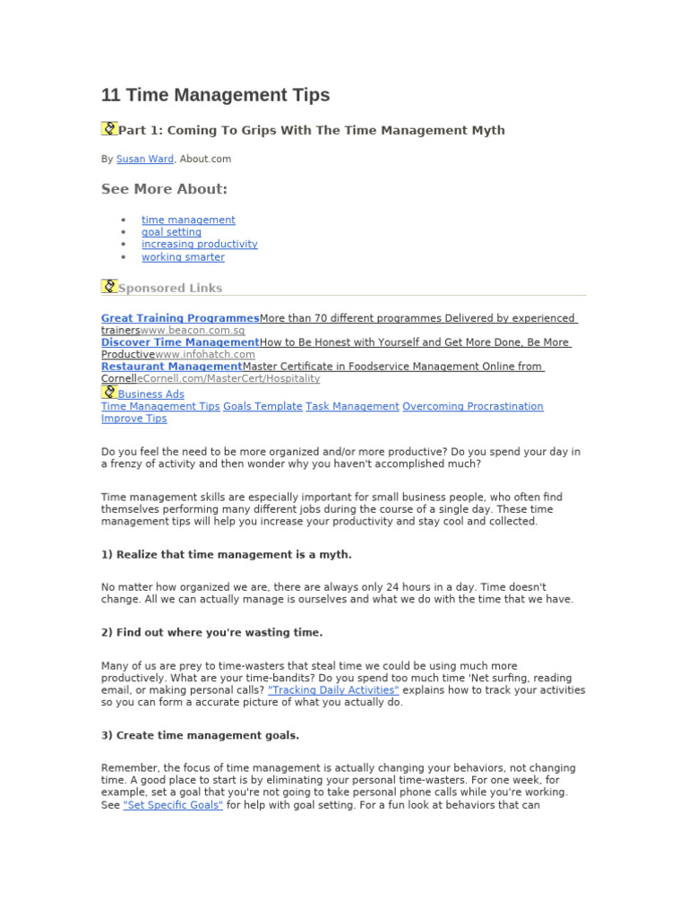 11 Time Management Tips | PDF | Time Management | Professional Skills