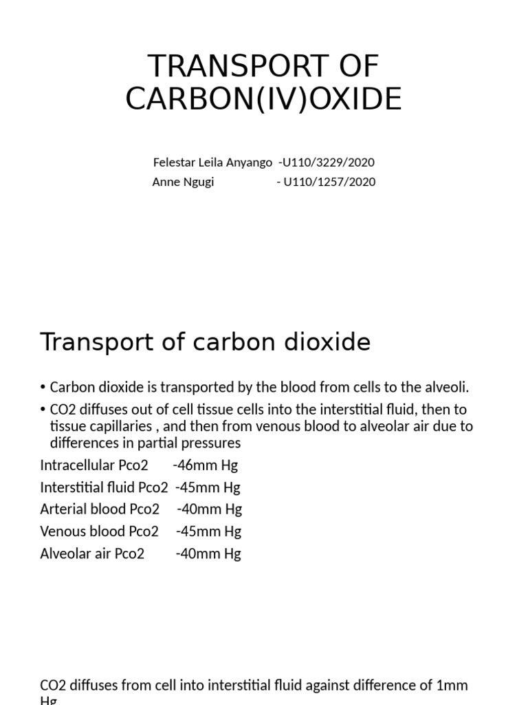 Transport of Carbon (Iv) Oxide | PDF | Red Blood Cell | Carbon Dioxide